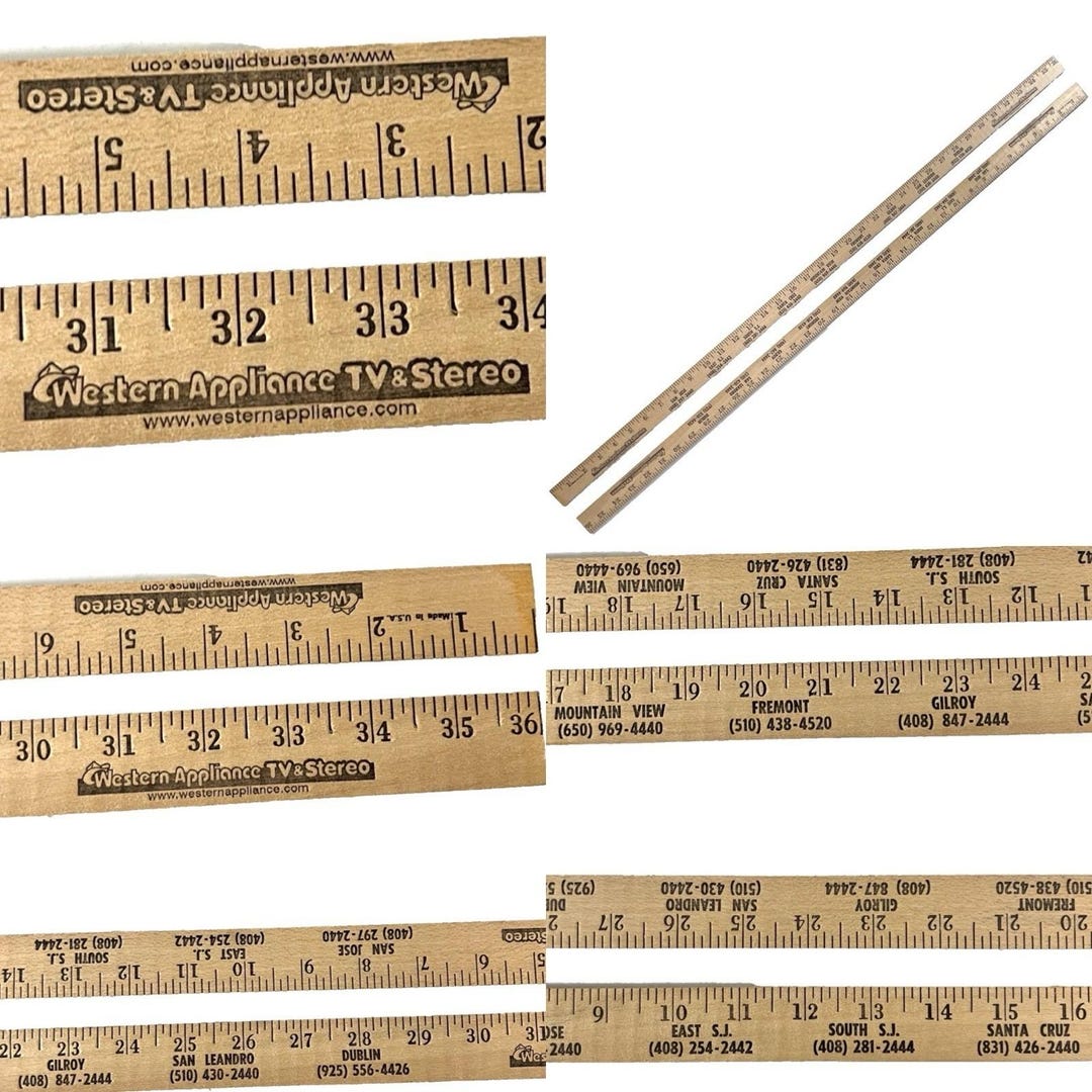 Western Appliance TV & Stereo 2 Vtg Promo Yardsticks Wood RIP San Jose ...