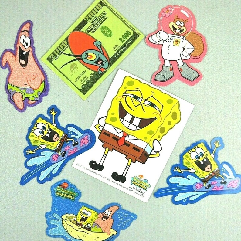 Spongebob Squarepants 7 Sticker Lot Sandy Patrick Surfer - Etsy