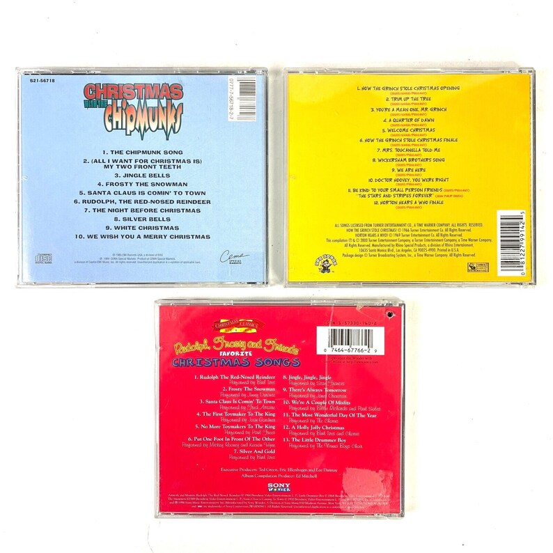 Christmas TV Specials Grinch Chipmunks Rudolph Frosty 3 CD Bundle - Etsy