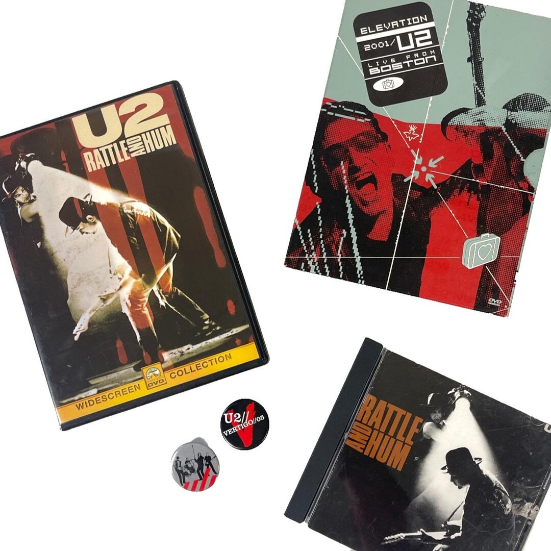 U2 DVD CD Button Lot Rattle and Hum Soundtrack + Elevation Live Boston ...