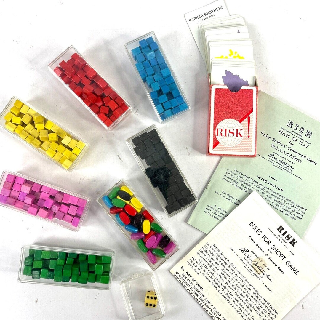 Risk Vintage 1960s Board Game Replacement Wood Pieces Cards ...