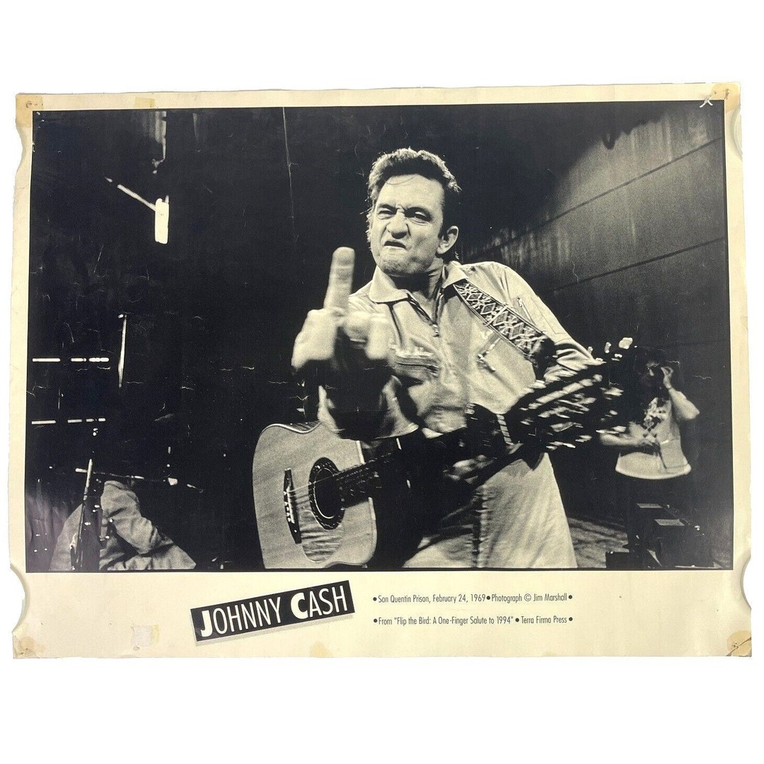 Johnny Cash Iconic Middle Finger San Quentin Prison 1969 Vintage Poster ...