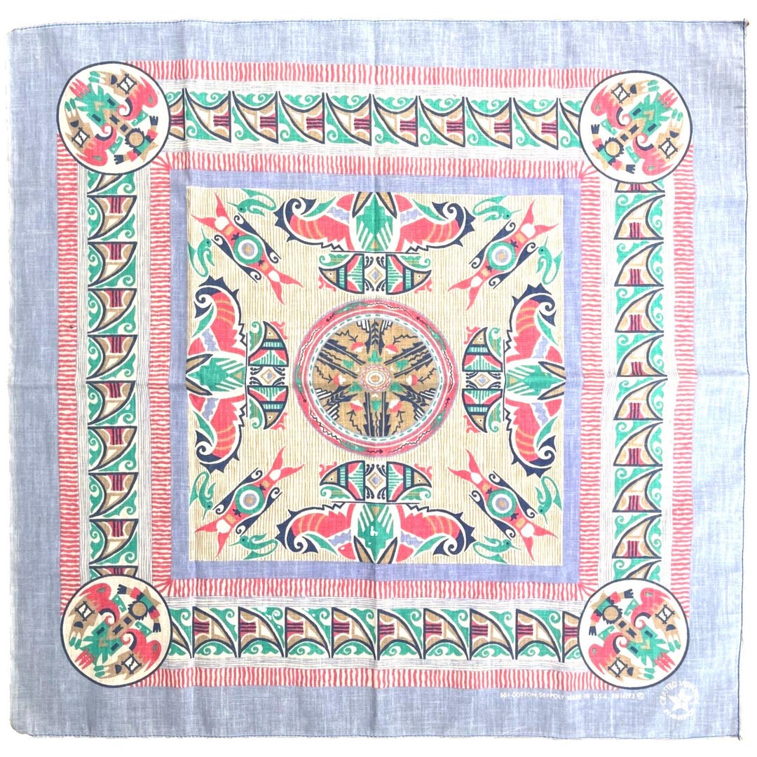 Tribal Indigenous Southwest Vintage Bandanna Handkerchief 22" Scarf ...