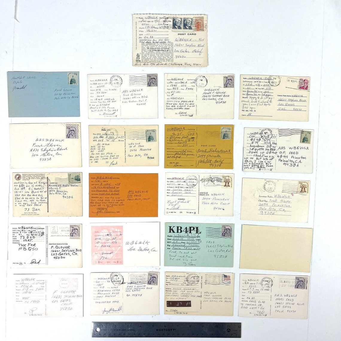 Amatuer Ham Radio Vintage QSL Card 21 Bundle 1970s/80s USA Many States ...