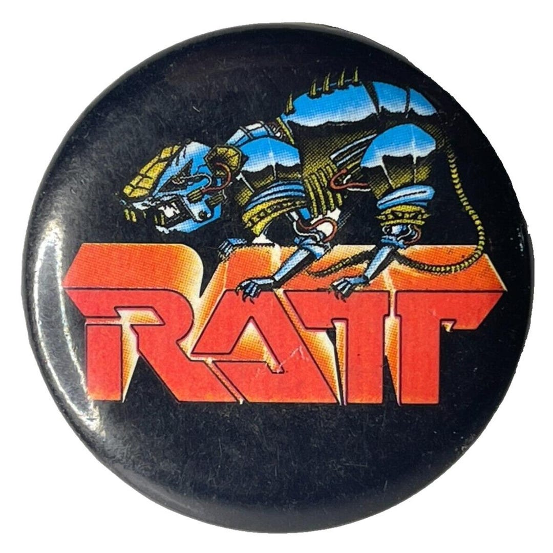 RATT Metallic Robot Rat Vintage Pinback Button Badge 80s Hair Metal ...