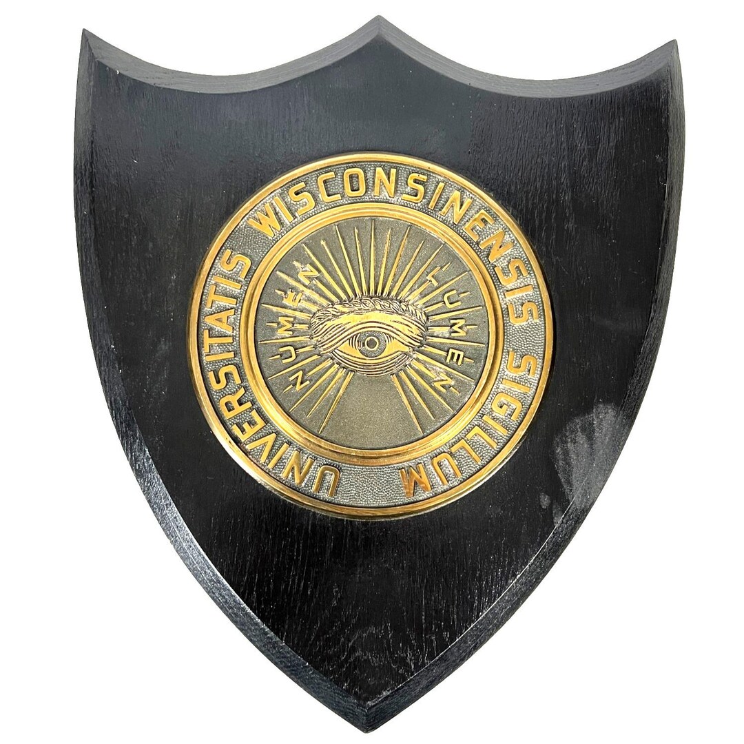 University of Wisconsin Vintage Wall Plaque Wood Lacquer Eye Numen ...