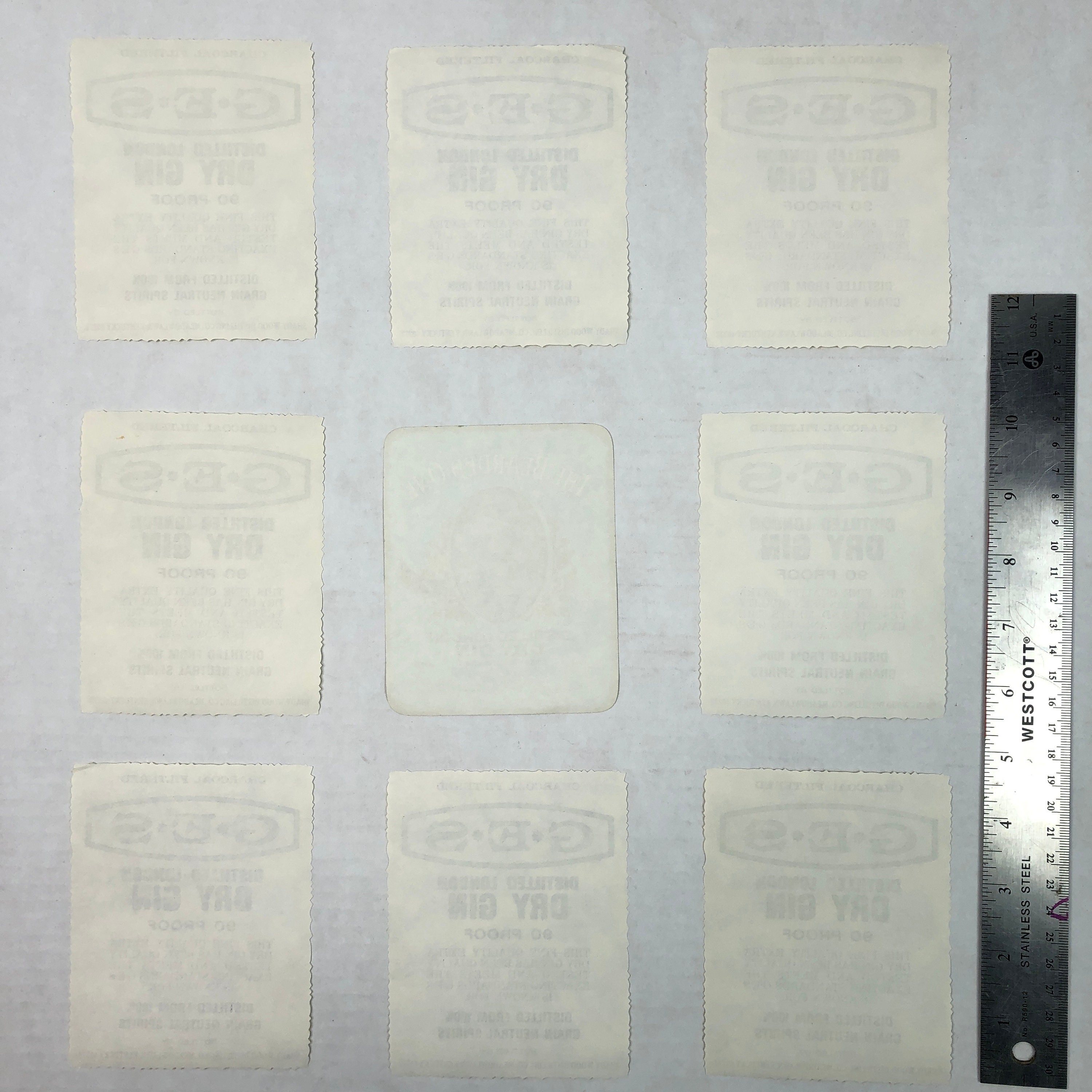 Vintage GES Dry Gin Bearded One Vintage 9 Label Bundle Liquor Bottle ...