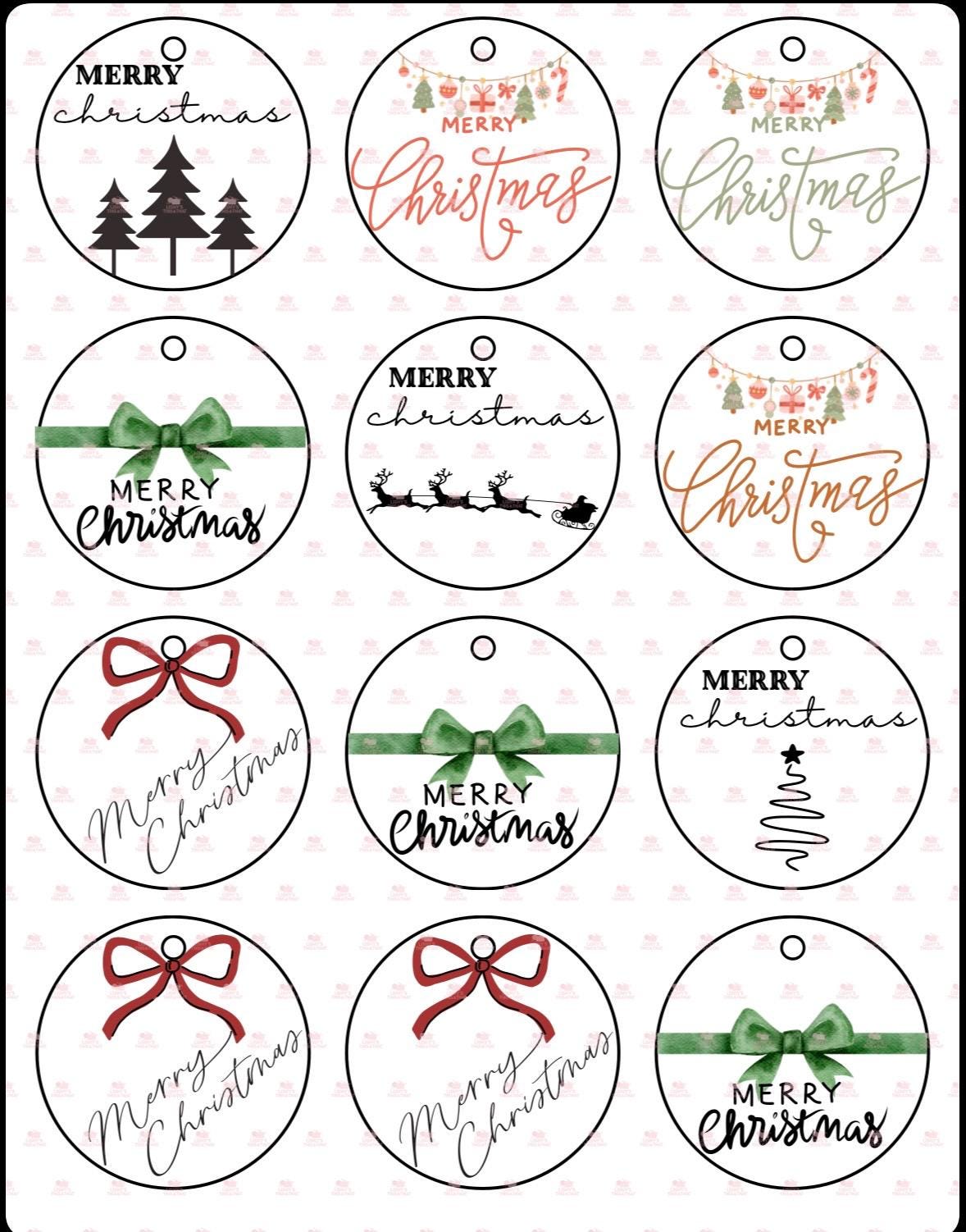 Printable Round Christmas Gift Tags #1– Digital Download (~2.5 ...