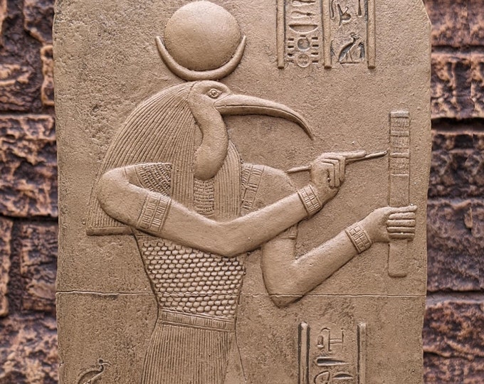 History Egyptian God Thoth Tehuti Sculptural Wall Relief Www.neo-mfg ...