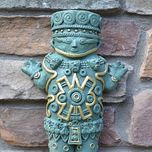 Aztec Mayan XOCHIMALCA Flower Weaver Statue Sculpture Artifact Carved ...