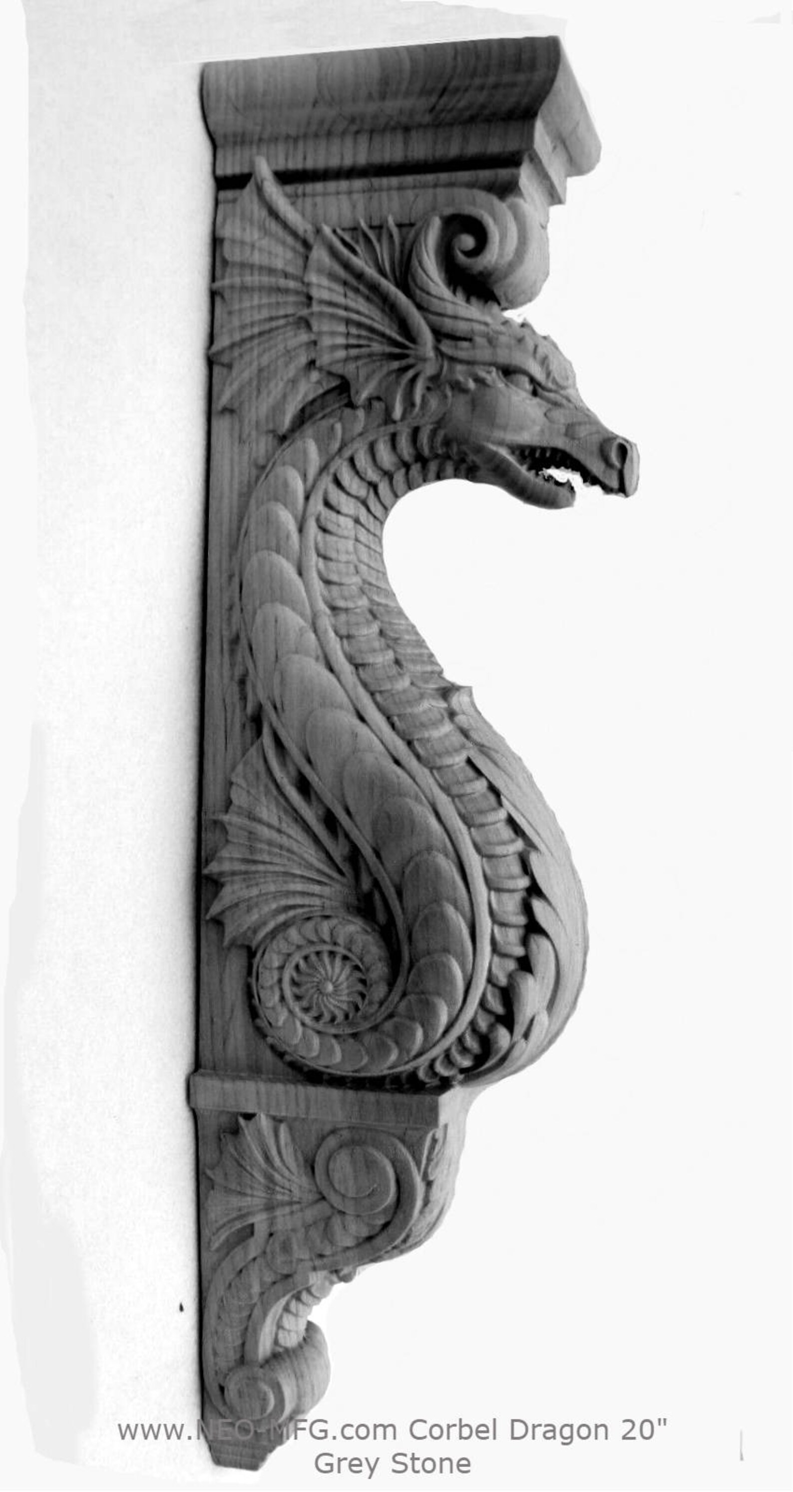Dragon Corbel Carved Sculpture Statue Www.neo-mfg.com 20" Wall Art Home ...