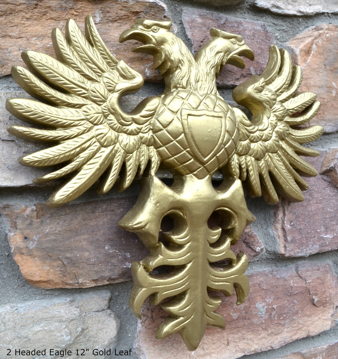 Phoenix Double Headed Eagle Coat of Arms Sculpture Wall Frieze | Etsy