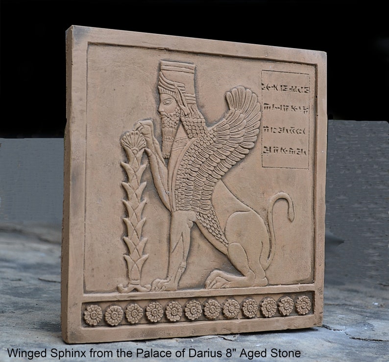 Assyrian Persian Winged Sphinx From the Palace of Darius Sculpture ...