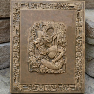 History Aztec Maya Kukulkan Framed Stone Sculpture Statue 12" Tall Www.neo-mfg.com - Etsy
