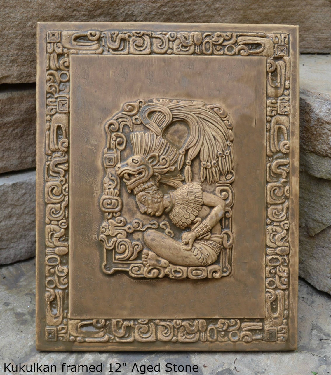 History Aztec Maya Kukulkan framed stone Sculpture Statue | Etsy