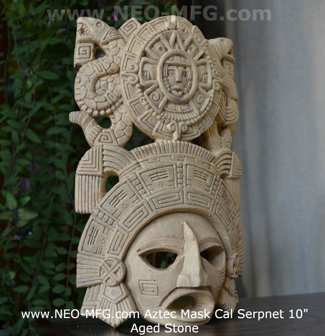 History Aztec Maya Artifact Mask Sun Stone & Serpents Sculpture Statue ...