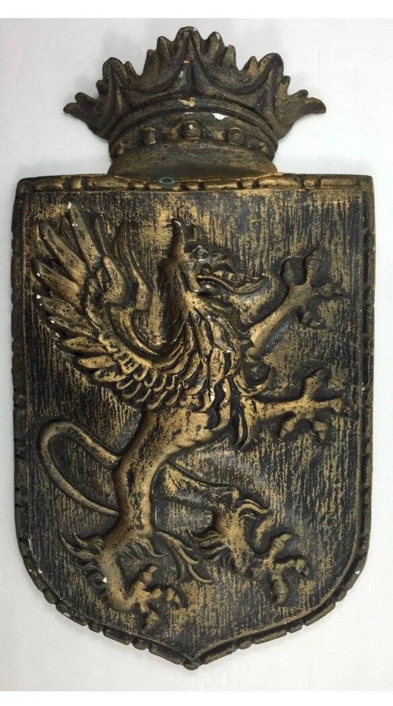 Decor Coat of Arms Griffin Crown wall plaque sign 19 | Etsy
