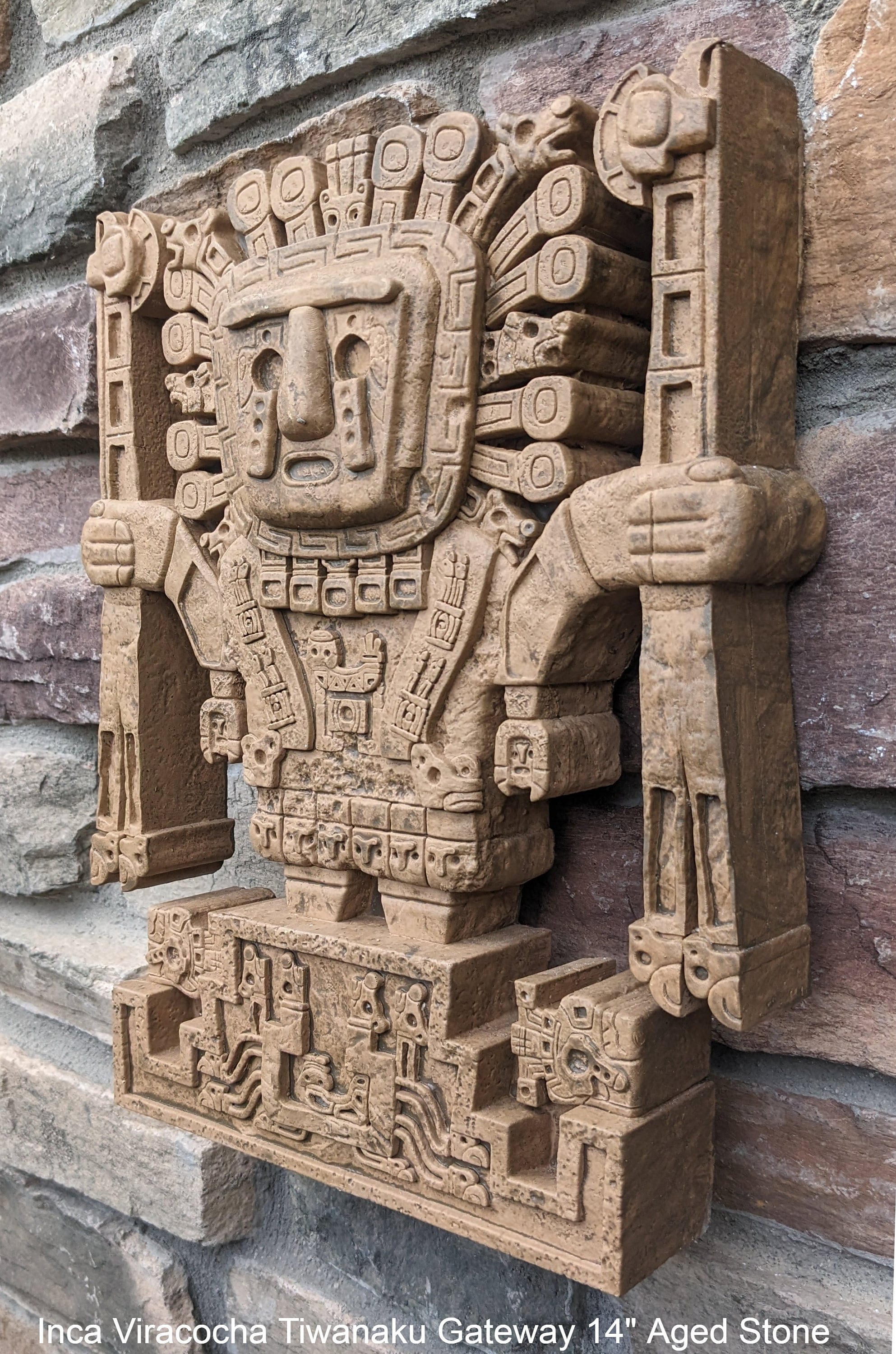 Inca Viracocha Tiwanaku Gateway Sun Sculptural Wall Relief Plaque 14 ...