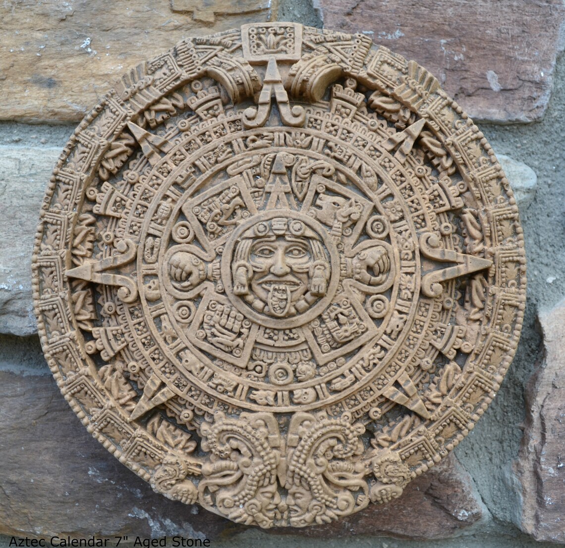History MAYAN AZTEC CALENDAR Sculptural Wall Relief Plaque 7" Www.neo ...
