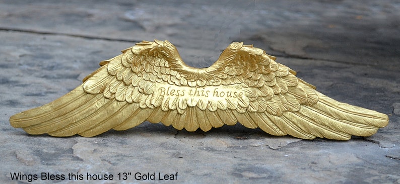 Angel Wings Bless This House Wall Sculpture Statue Plaque Www.neo-mfg ...