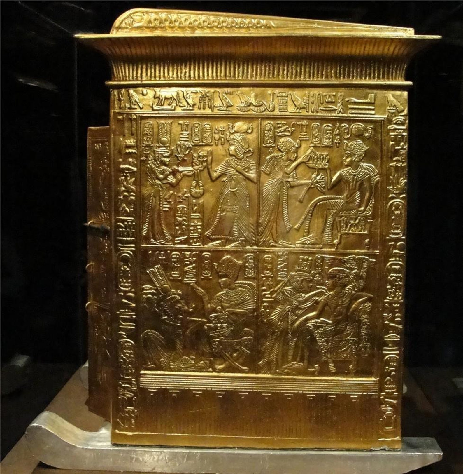 History Egyptian King Tutankhamun Tut Golden Shrine Right Side Plaque ...