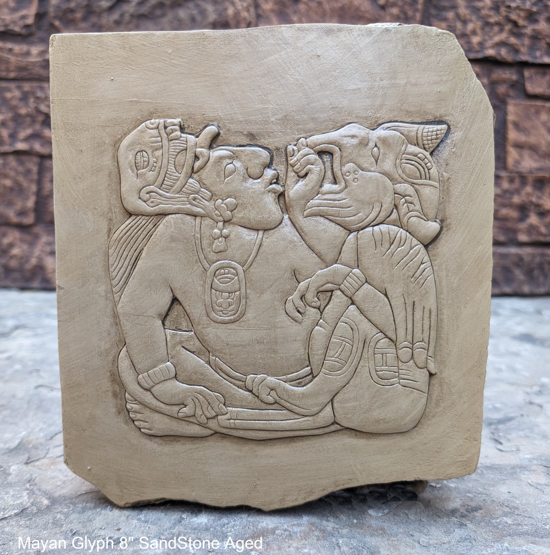 History Aztec Mayan Palenque Glyph Sculptural Wall Relief Plaque 8" Www ...