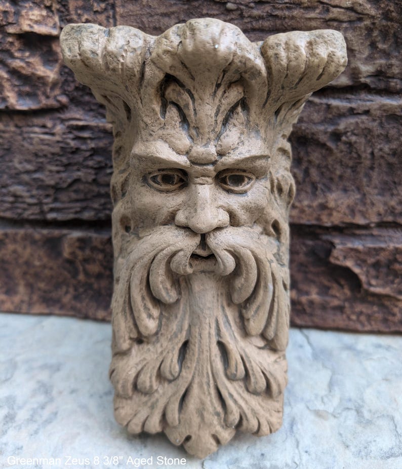 Roman Greek Zeus Greenman Wall Shelf Corbel Grotesque Goblin Sculpture ...