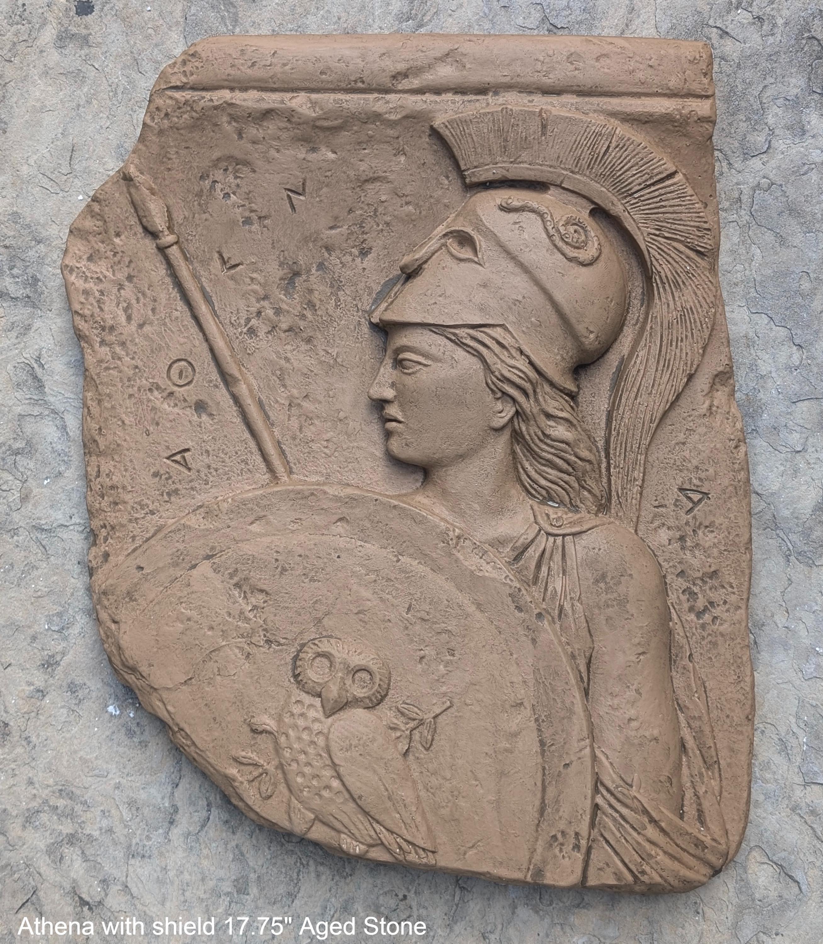 Roman Greek Athena With Shield Fragment Wall Sculpture Plaque Www.neo ...