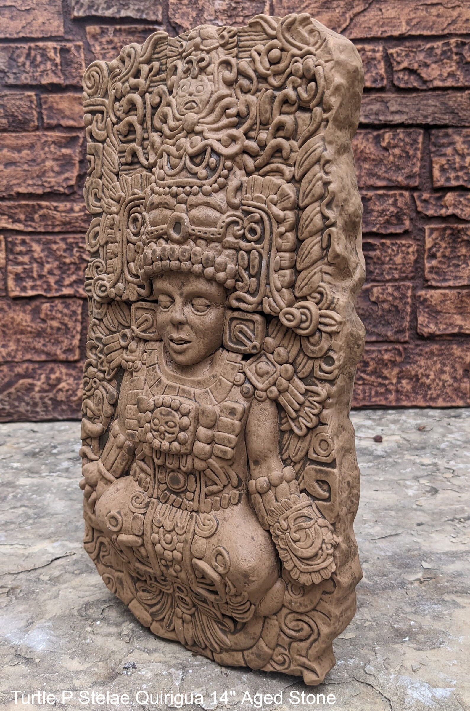 Aztec Mayan the Great Turtle P Stelae Quirigua 14" Wall Sculpture ...