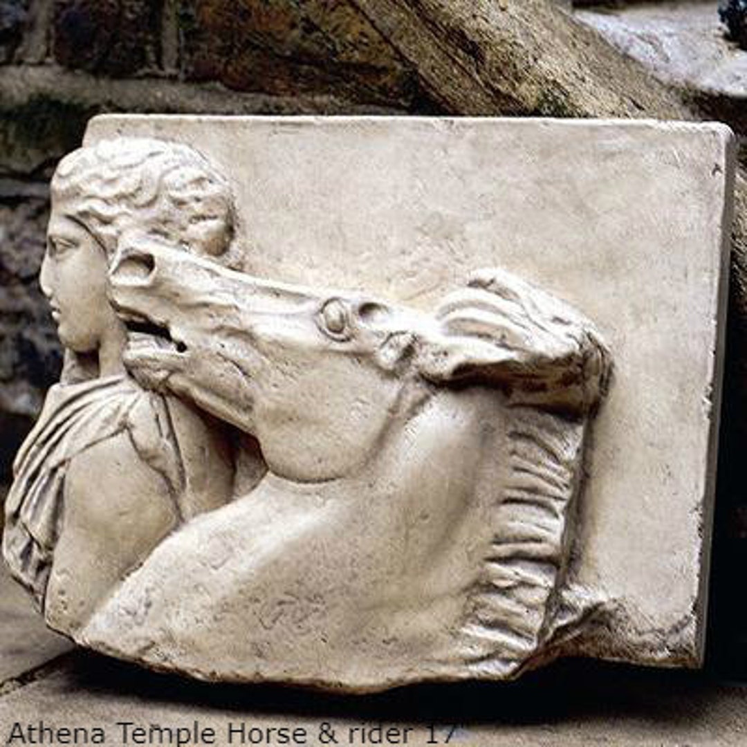 Roman Greek Parthenon Frieze Fragment Goddess Athena Temple Horse ...