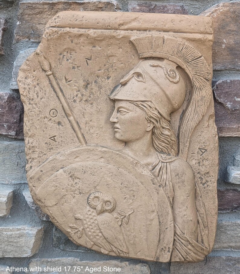 Roman Greek Athena With Shield Fragment Wall Sculpture Plaque Www.neo ...