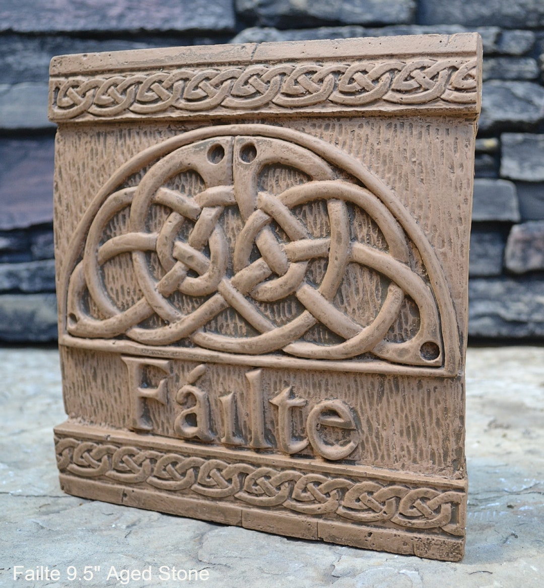 FAILTE Irish WELCOME Ireland Gaelic Celtic Stone Sign Plaque Www.neo-m ...