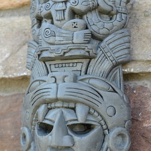 History Aztec Maya Artifact Warrior Mask Jaguar Sun Moon Sculpture ...