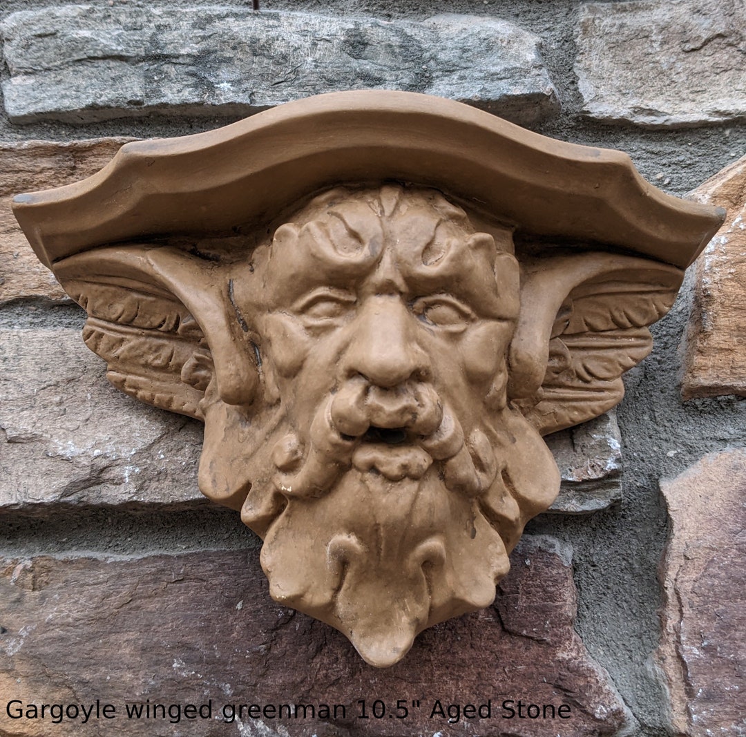 Gargoyle Winged Greenman Shelf Sculpture Wall Plaque Www.neo-mfg.com 10.5" - Etsy