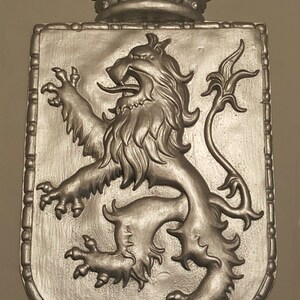 Decor Coat of Arms Rampant Lion Crown Wall Plaque Sign 19" Grand Www ...