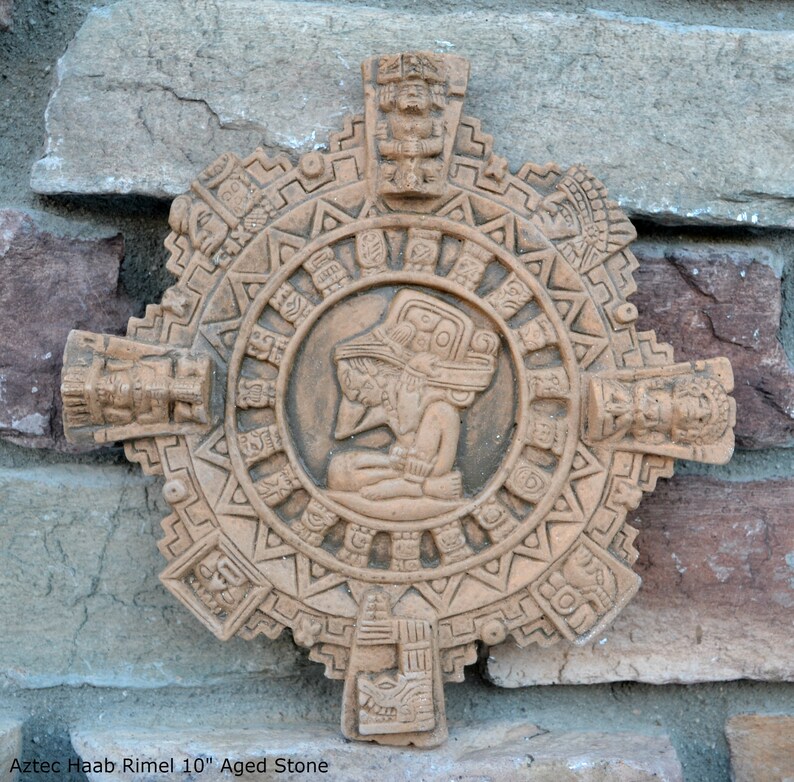 History Aztec Maya Artifact Carved Rimel Haab Sun Stone | Etsy