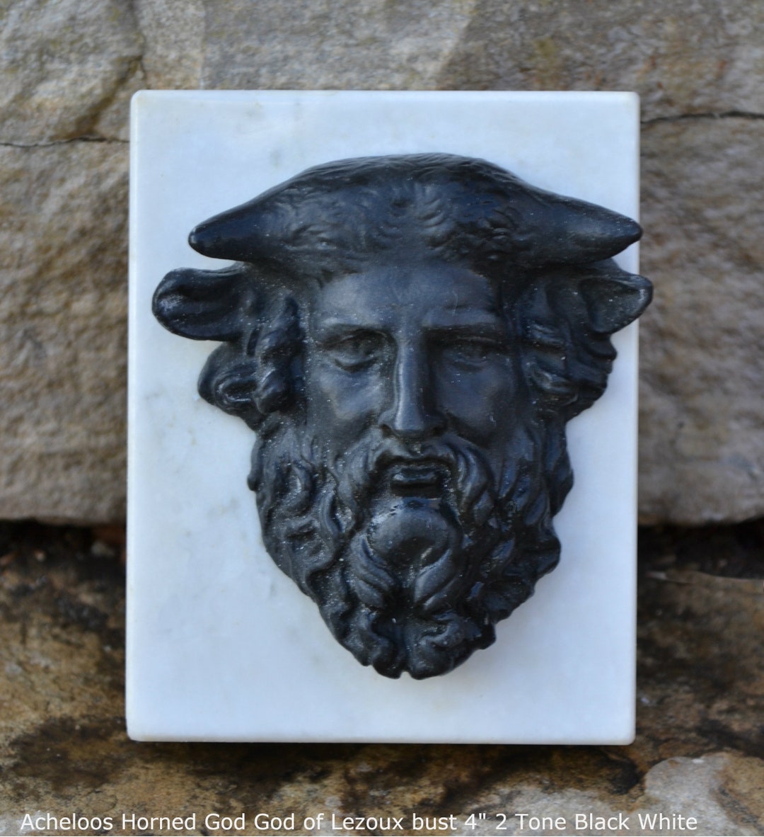 Roman Greek Acheloos Head of Horned God God of Lezoux Bust Sculpture ...