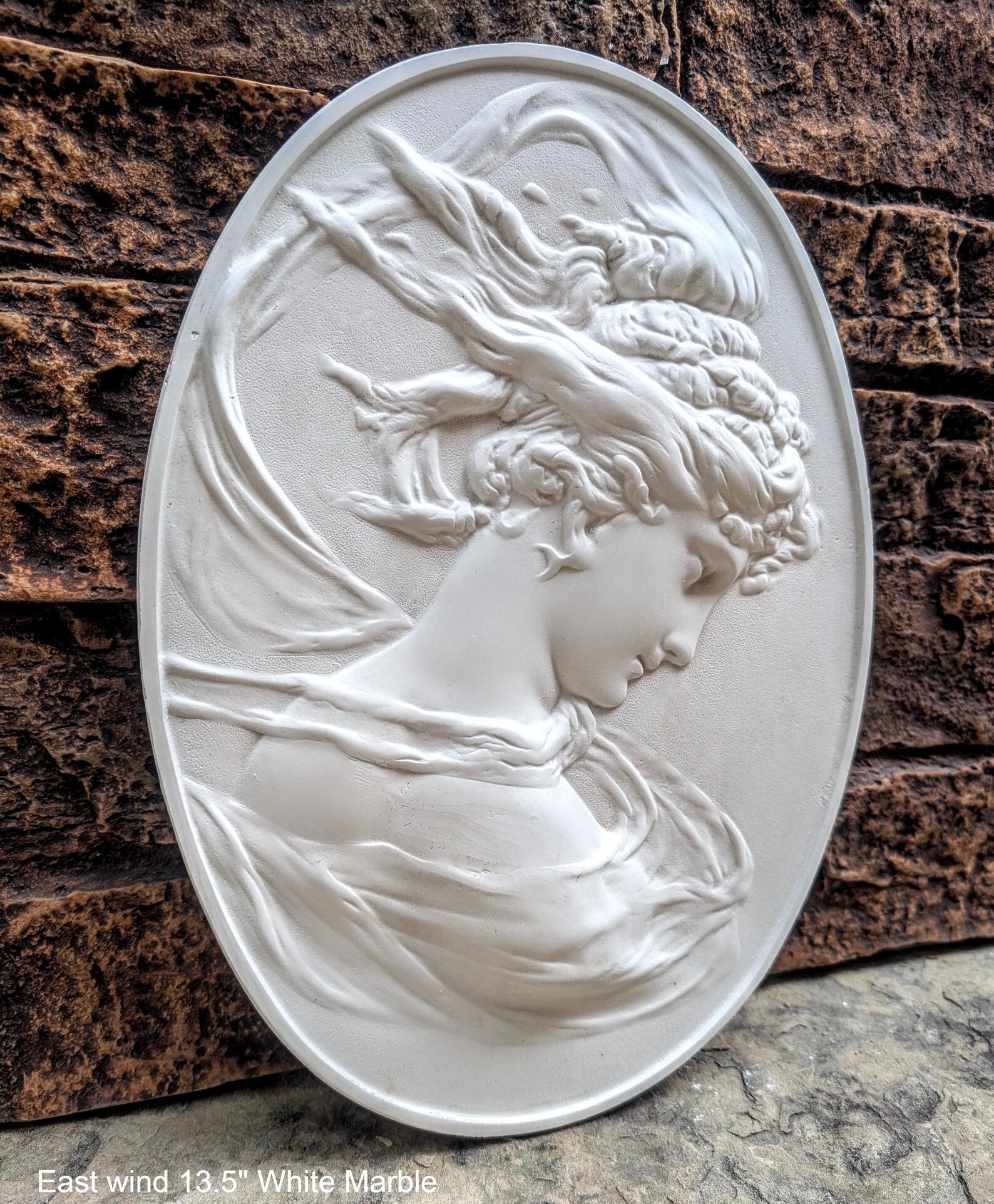 Victorian Cameo Silhouette East Wind Sculpture Wall Plaque Bas Relief ...