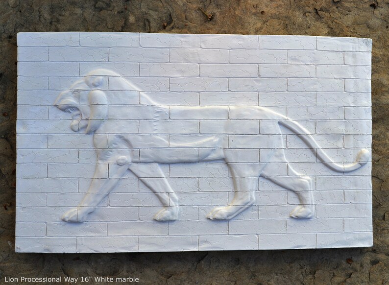 Assyrian Babylonian Lion Processional Way Wall Plaque Art Sculpture 15. ...