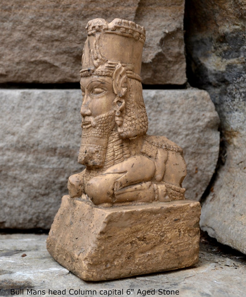 Historical Assyrian Persian Column Capital Man-bull Relief Sculpture ...