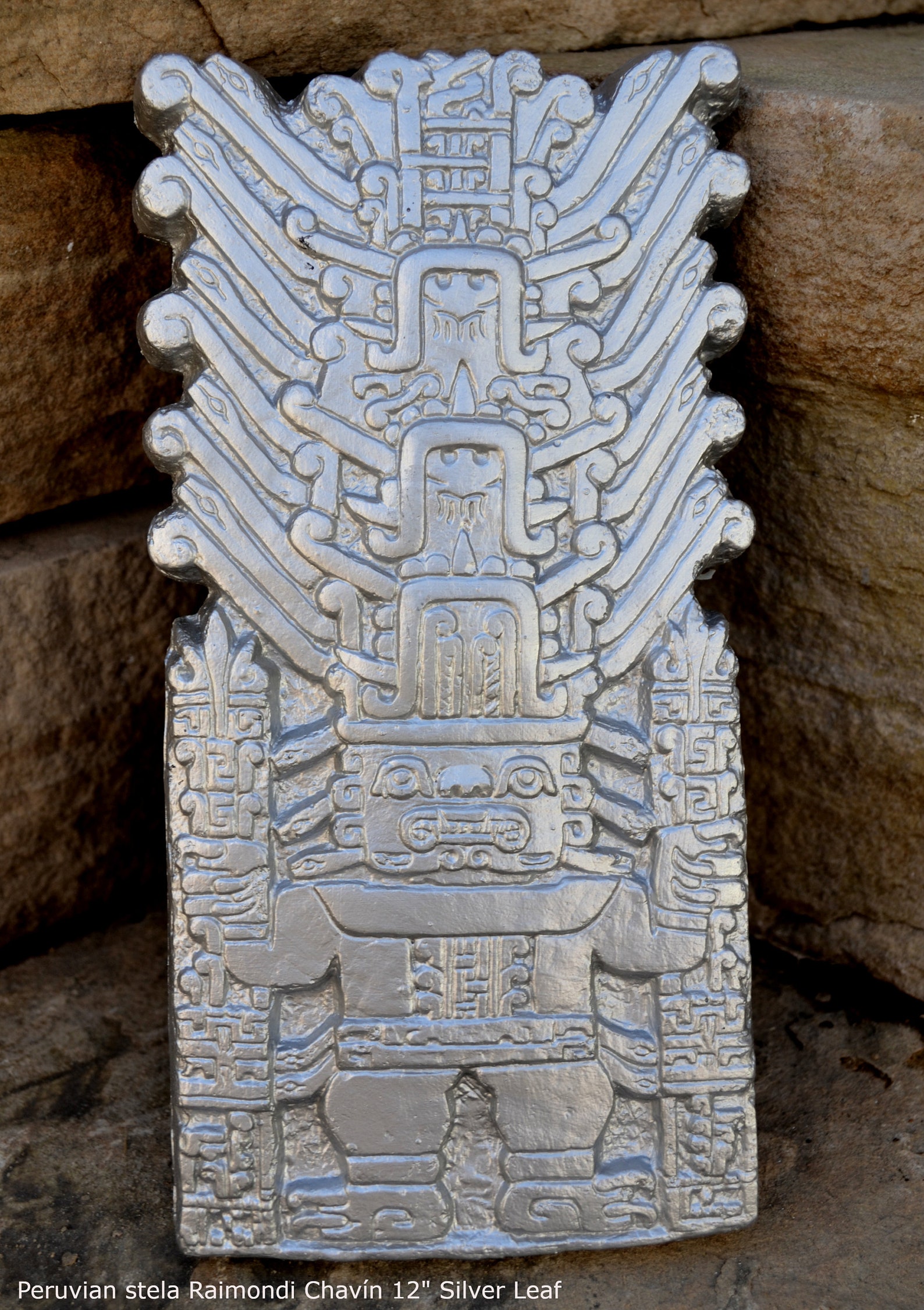 Incan Peruvian Stela Raimondi Chavín Sculptural Wall Relief Plaque 10 ...