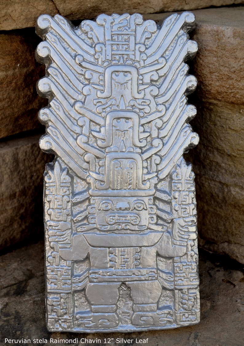 Incan Peruvian Stela Raimondi Chavín Sculptural Wall Relief Plaque 10 ...