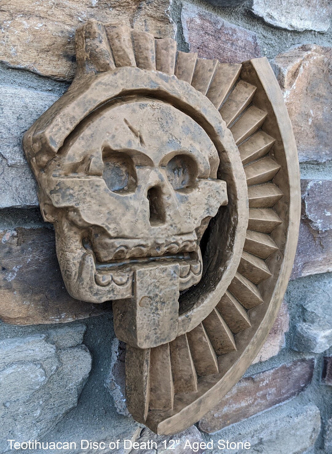 History Aztec Maya Artifact Carved Teotihuacan Disc of Death Sculpture ...