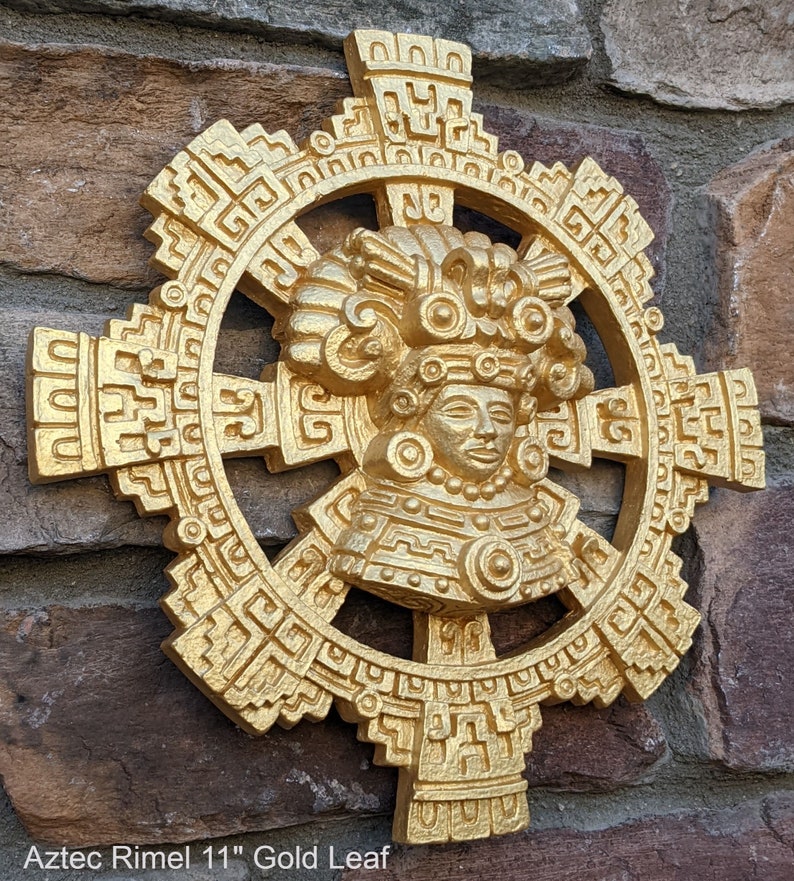 History Aztec Maya Artifact Carved Rimel Sun Stone Sculpture - Etsy