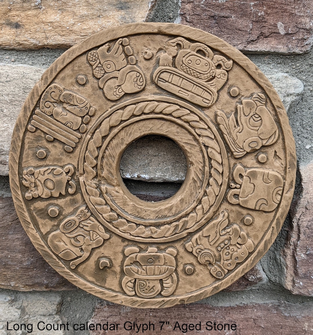 History Aztec Maya Long Count Calendar Glyph Artifact Carved Stone ...