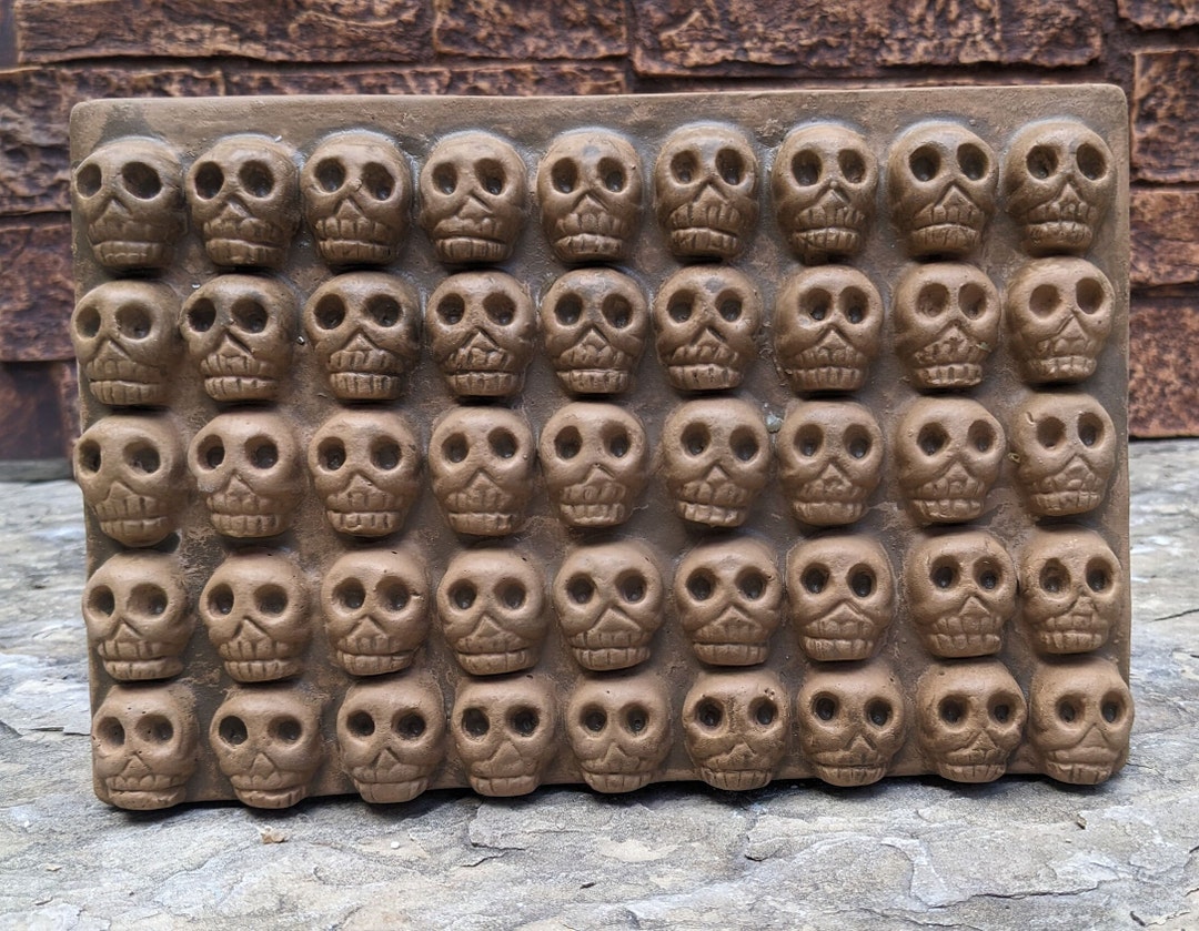 Aztec Maya Artifact Carved Stacked Wall of Death Skulls Sculpture ...