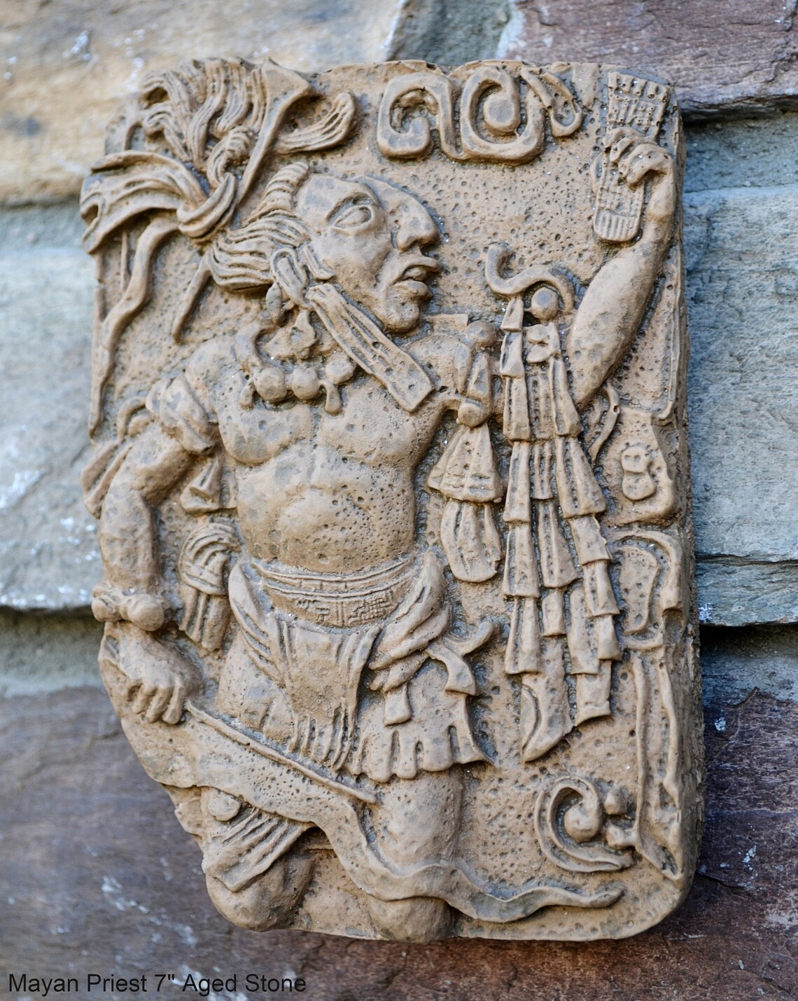 Aztec Maya Mesoamerica Priest plaque wall Sculpture relief | Etsy