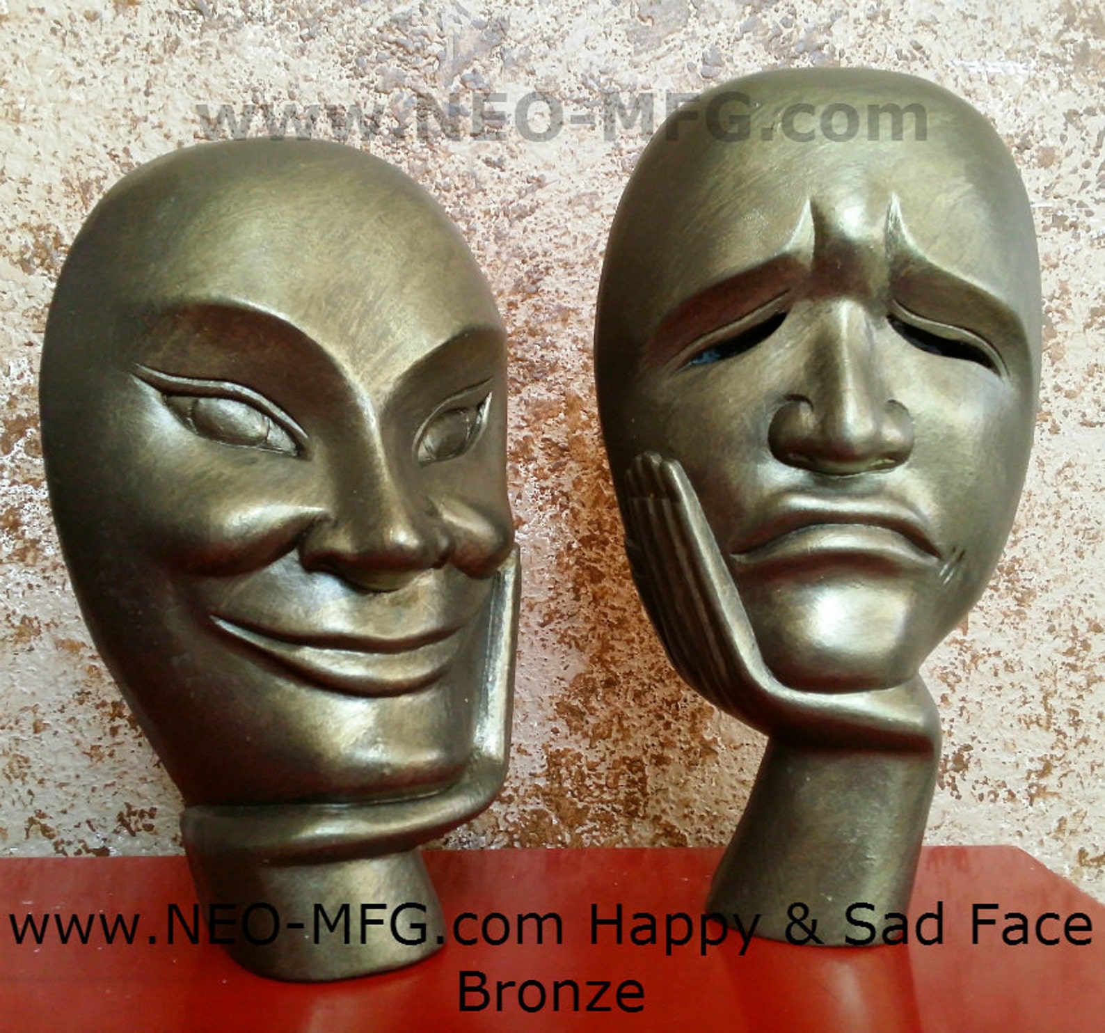 Decor Happy & Sad Face Theater Wall or Table Sculpture Statue 8" Neo ...