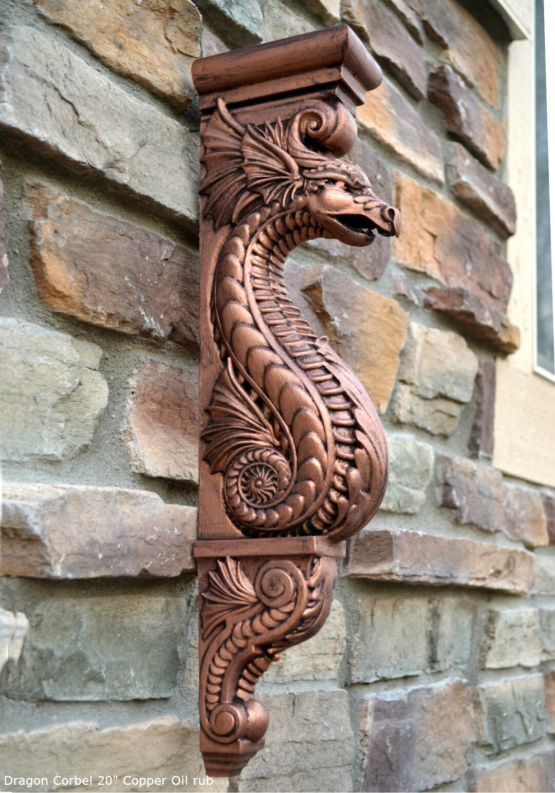 Dragon Corbel Carved Sculpture Statue Www.neo-mfg.com 20" Wall Art Home ...