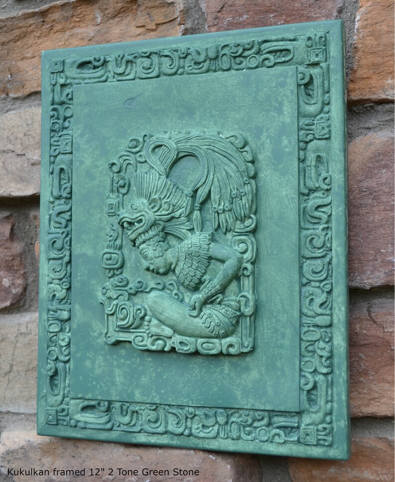 History Aztec Maya Kukulkan framed stone Sculpture Statue | Etsy